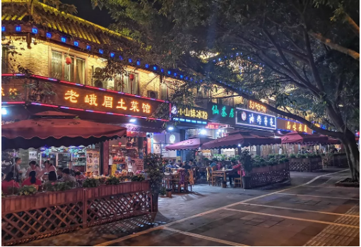 We both savour around the street snacks in Leshan with enough money ...